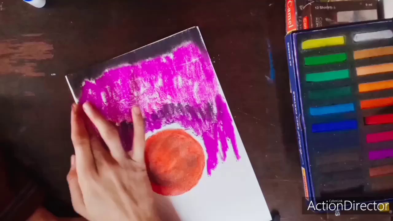 How to make easy bloody moon drawing with soft pastel - YouTube