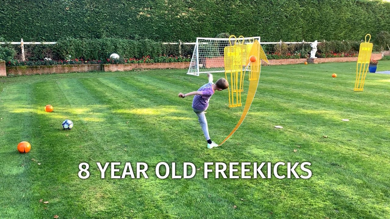 8-year-old Freekicks from a football-mad kid - YouTube