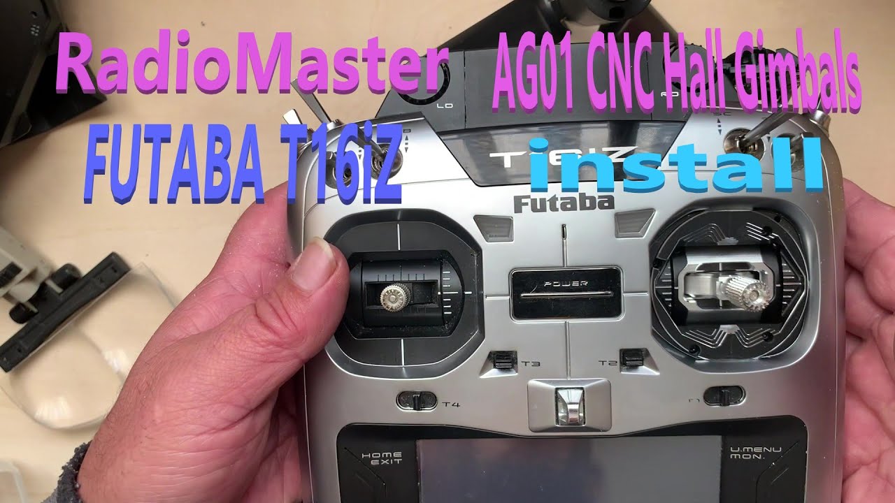 FUTAB T16IZ RadioMaster AG01 CNC Hall Gimbals install fitting - YouTube