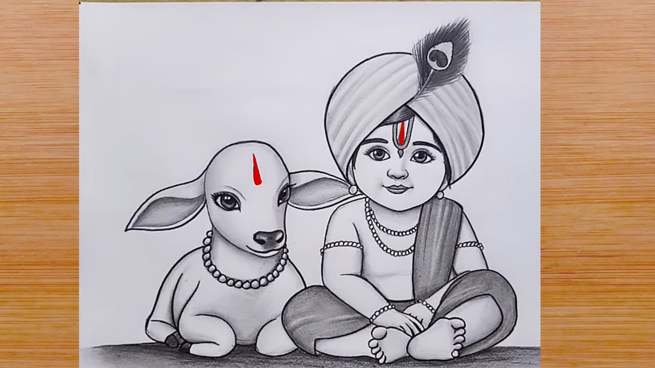 Dessins Au Crayon Faciles Du Seigneur Krishna Image Vectorielle Dessin