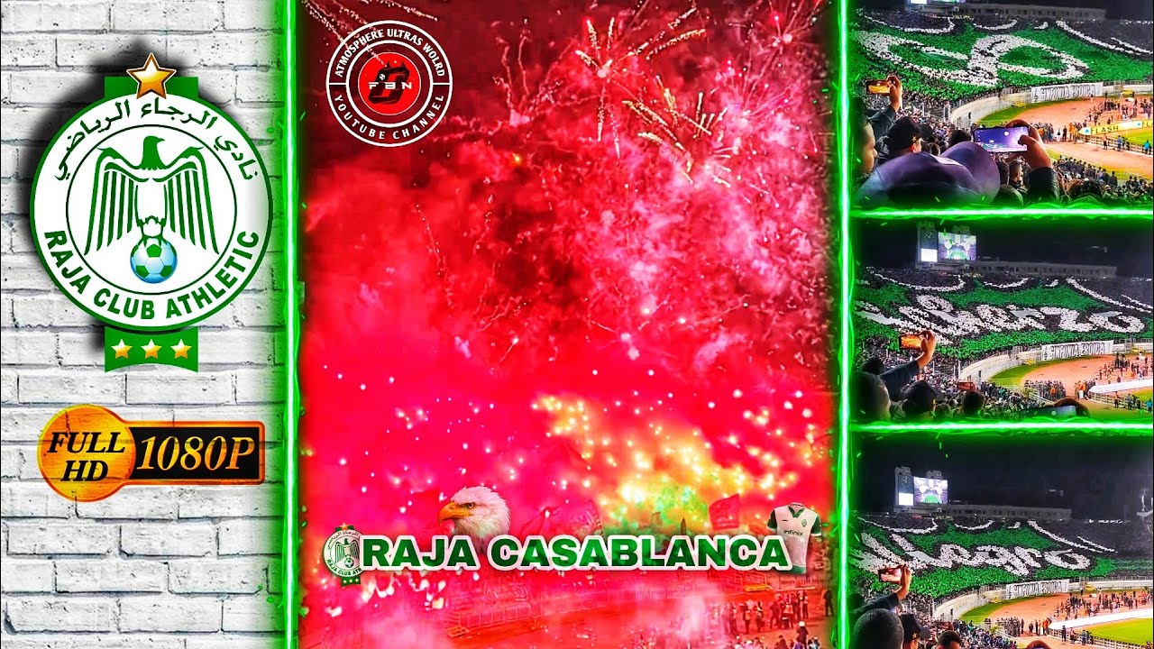 🟢⚪ CURVA SUD RAJA CASABLANCA Insane Pyro & 4 Choreography • Raja ...