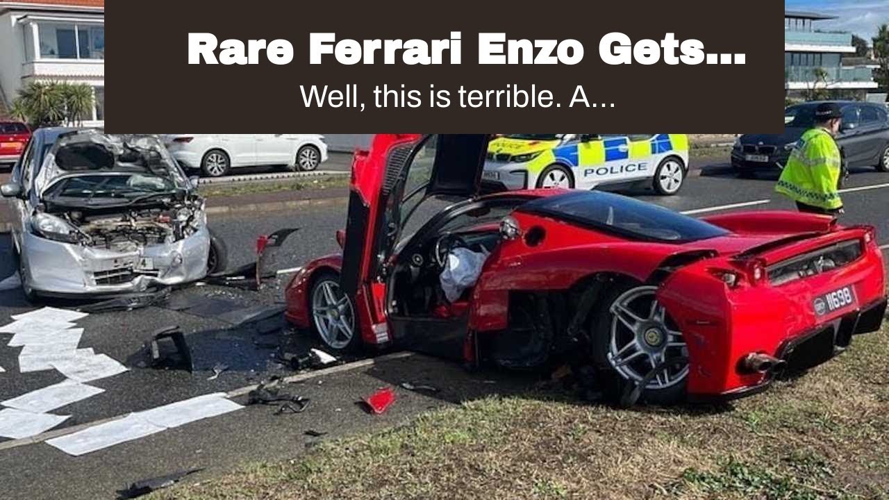 Rare Ferrari Enzo Gets Banged Up In Odd Crash With A Honda Fit - YouTube