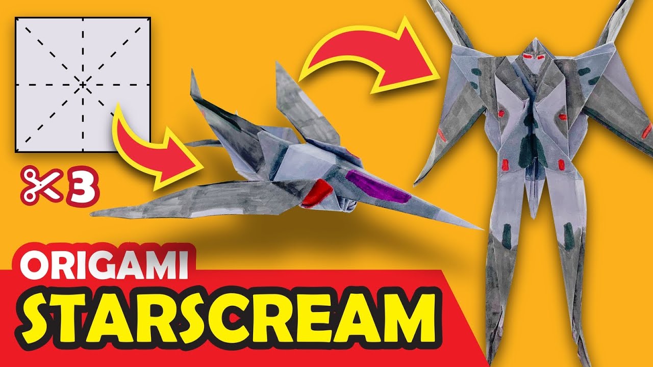 How to make a DECEPTICON STARSCREAM Origami Paper Transformer - YouTube