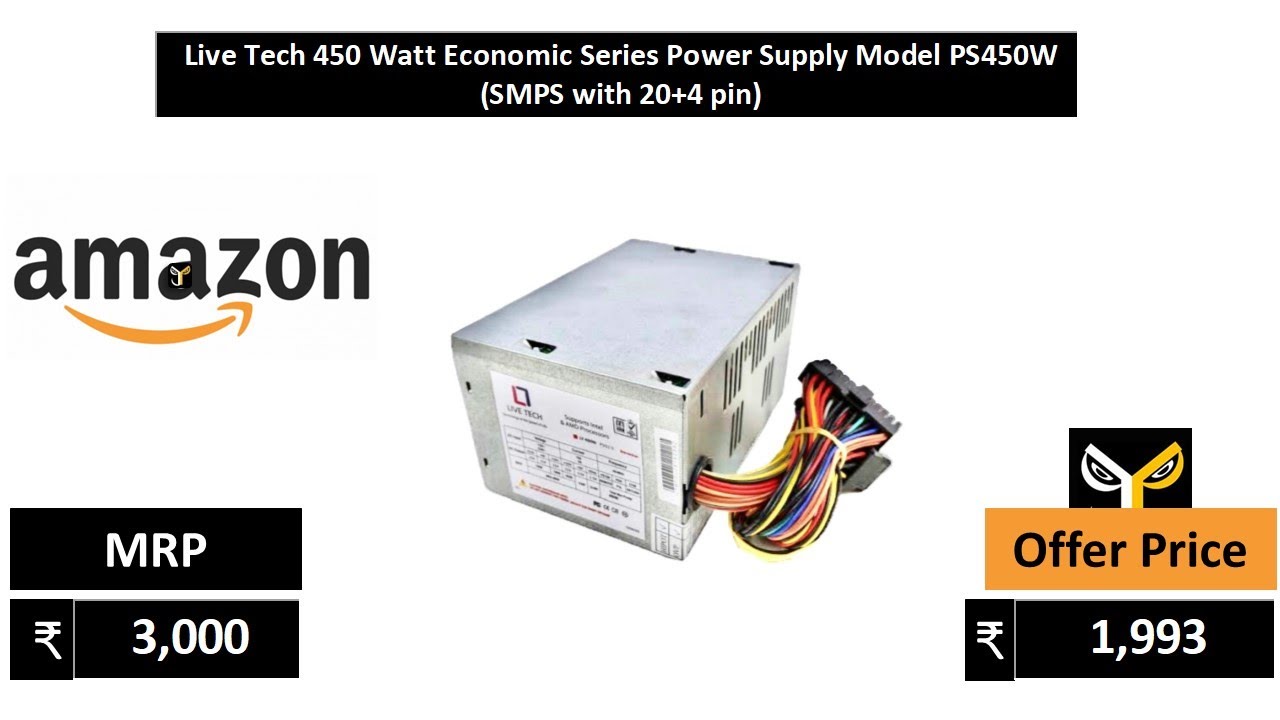 Live Tech 450 Watt Economic Series Power Supply Model PS450W SMPS with ...