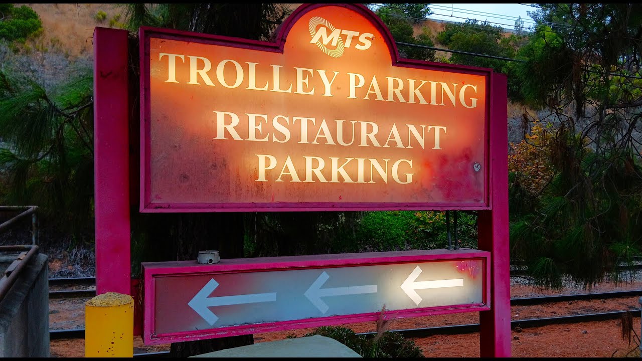 Flashing MTS Trolley Parking Sign Near Grossmont Transit Center - YouTube