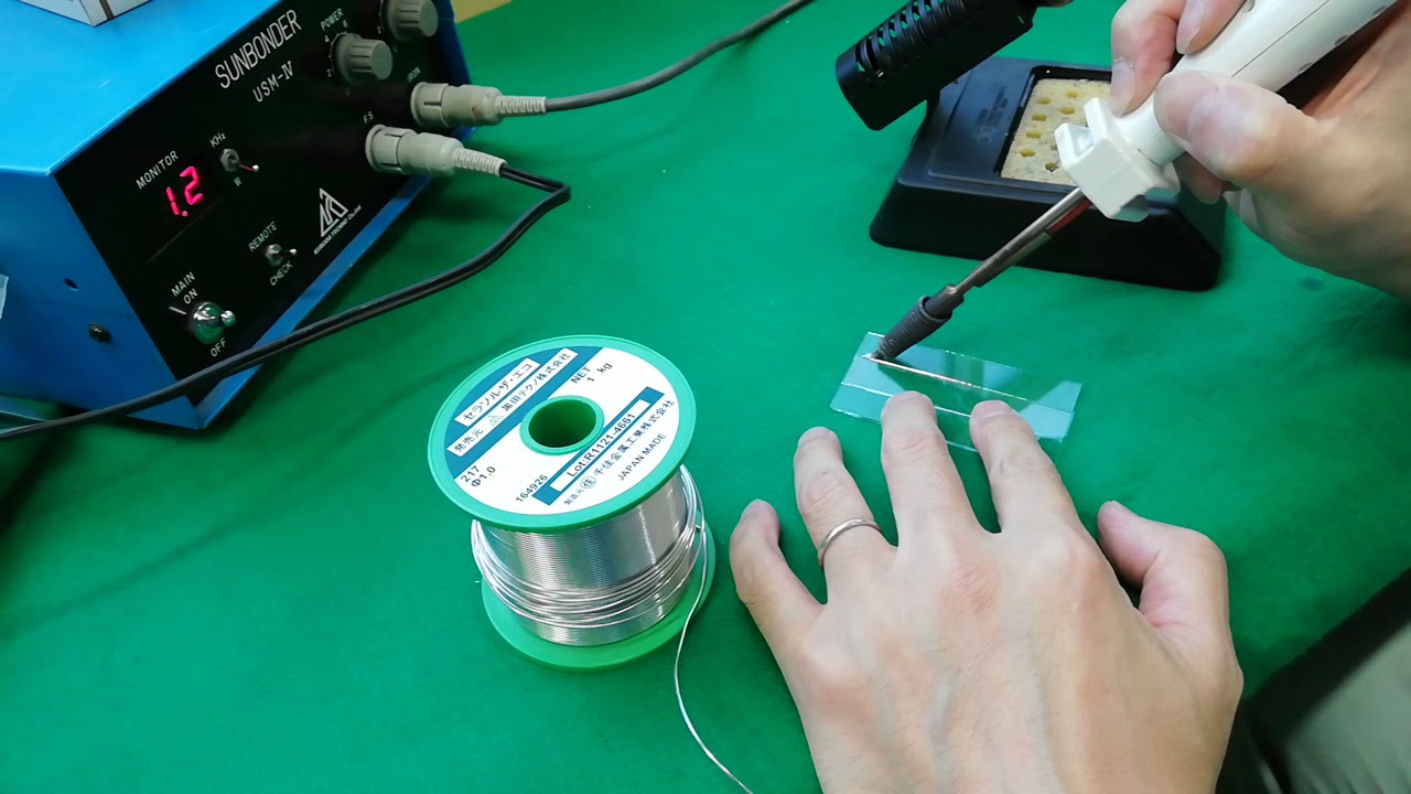 Ultrasonic Soldering(Line on glass) - YouTube