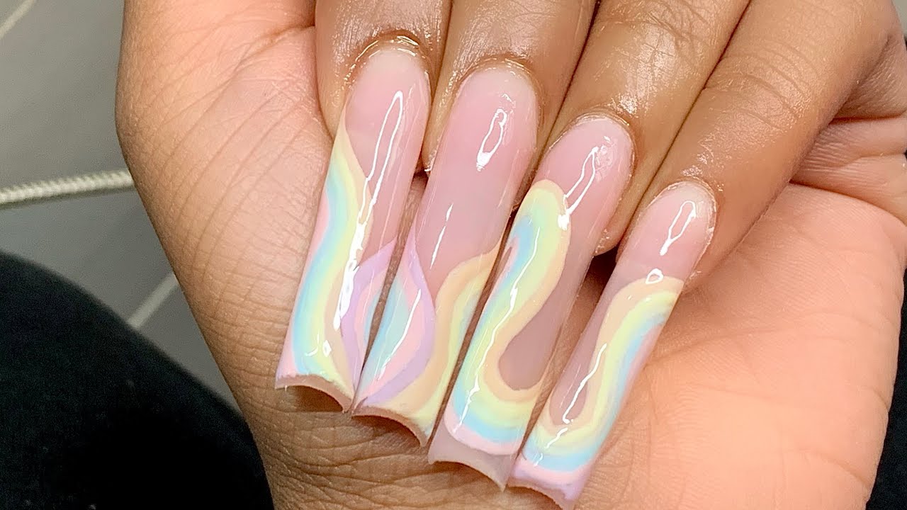 COLORFUL PASTEL RAINBOW POLYGEL NAILS 💛🩷🩵💜 Spring Nail Art + Born ...