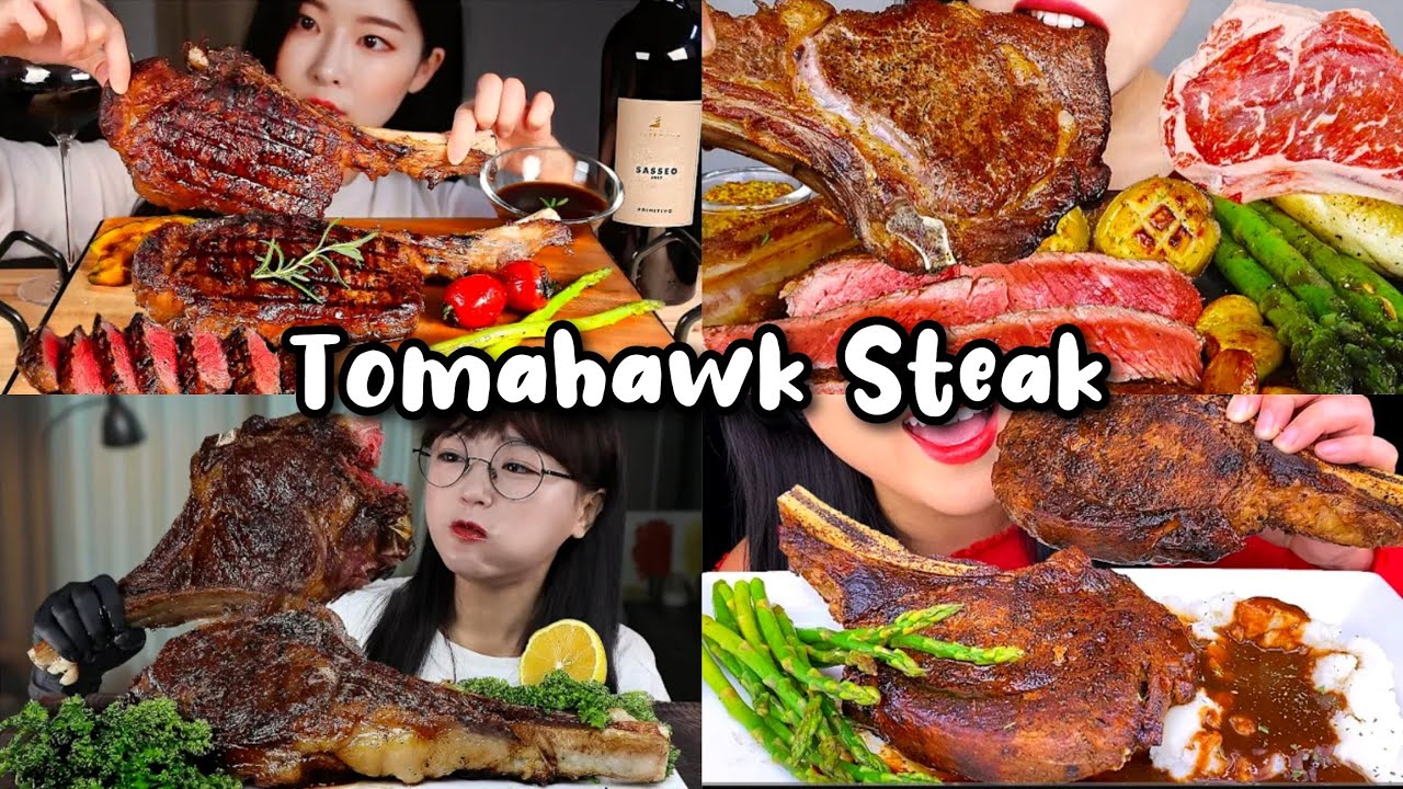 ASMR Tomahawk Steak Mukbang Compilation - YouTube