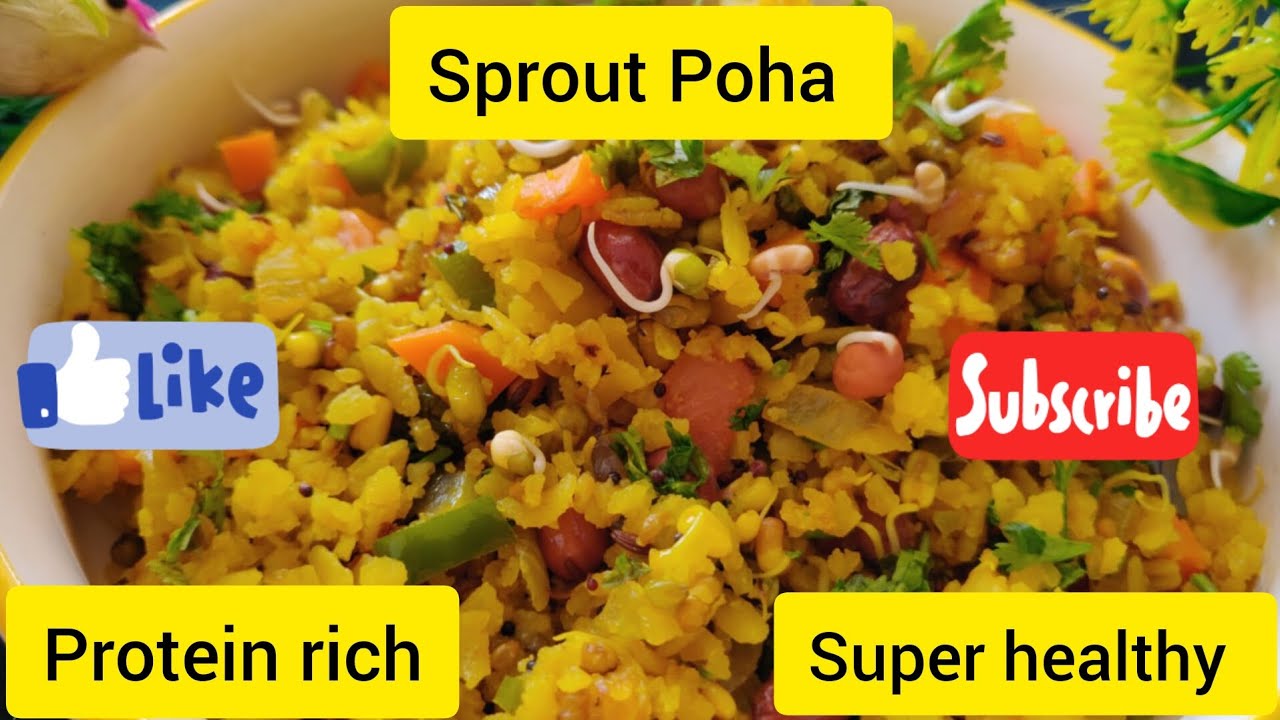 Sprout Poha | Protein rich breakfast recipe | Weight loss recipe ...