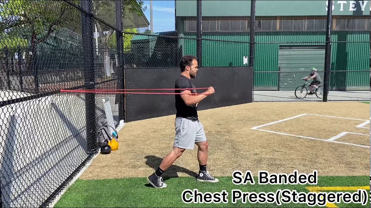 Single Arm Banded Chest Press(Staggered) - YouTube