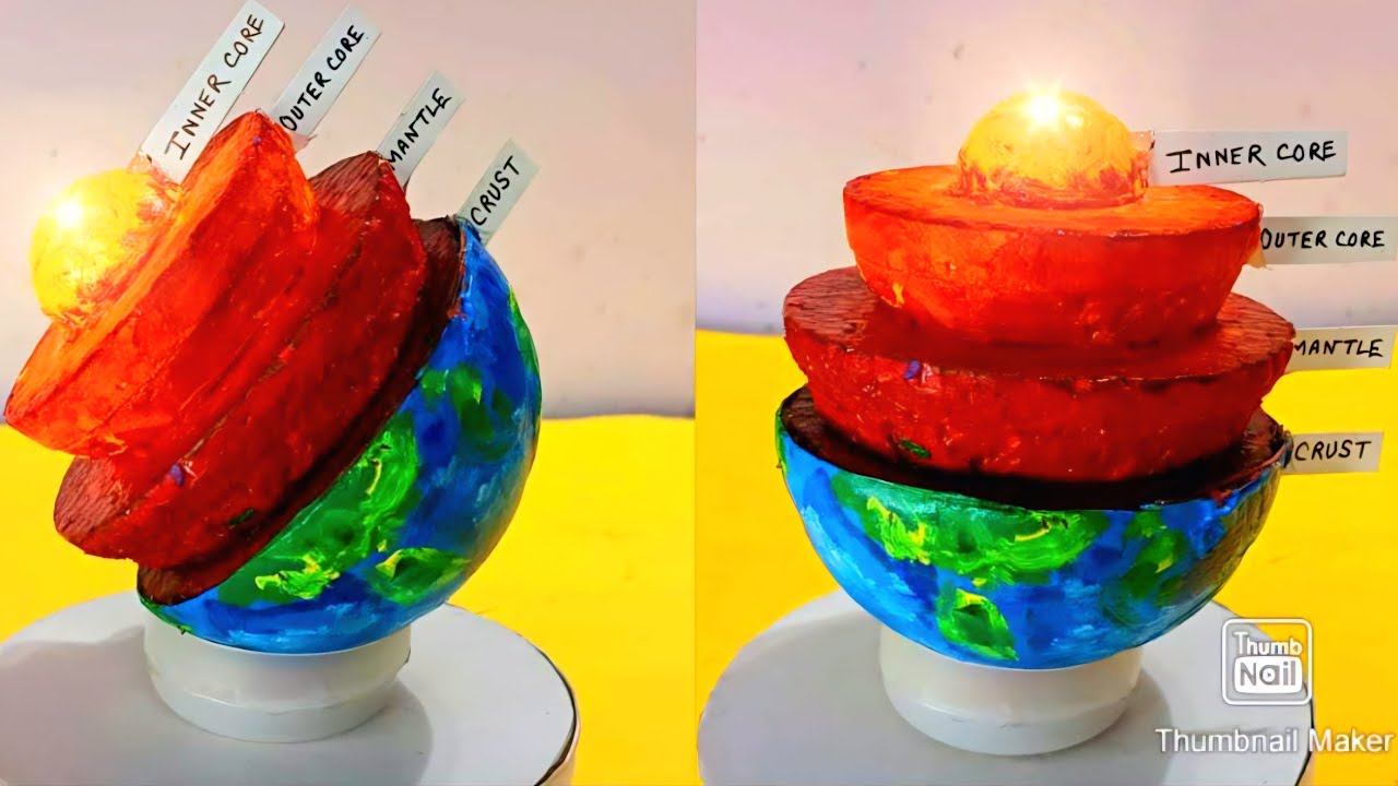 Layers of earth working model | How to Make 3D Earth Layer model ...