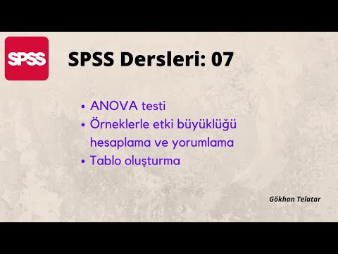 SPSS Dersleri 07: Örneklerle ANOVA analizi