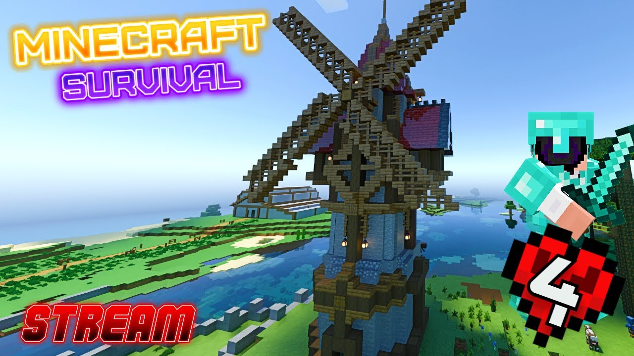 Minecraft Hardcore Building A Giant Windmill (stream) #4 - YouTube