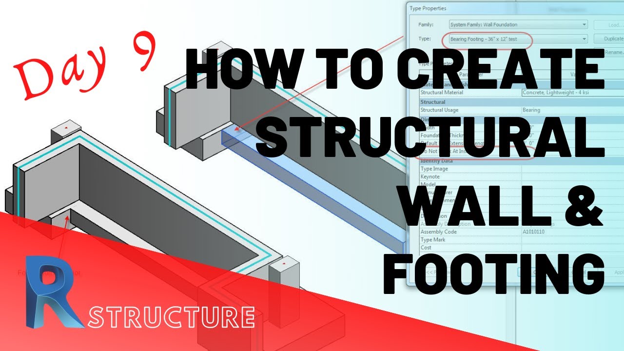 Create Structural Wall & footing | Revit Structure | Day 9 | - YouTube