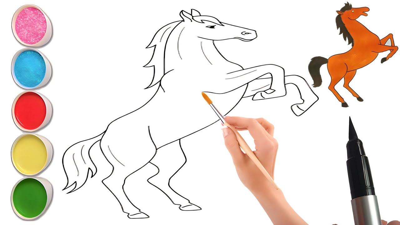 Horse 🐴 Drawing Painting and Coloring for Kids & Toddlers | Learn Horse ...
