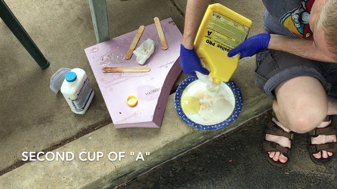 Epsilon pro two part epoxy coat on foam - YouTube