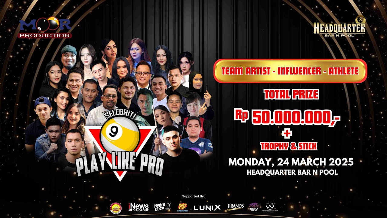 LIVE NOW! SELEBRITI PLAY LIKE PRO TOURNAMENT @HEADQUARTERBARNPOOL - YouTube