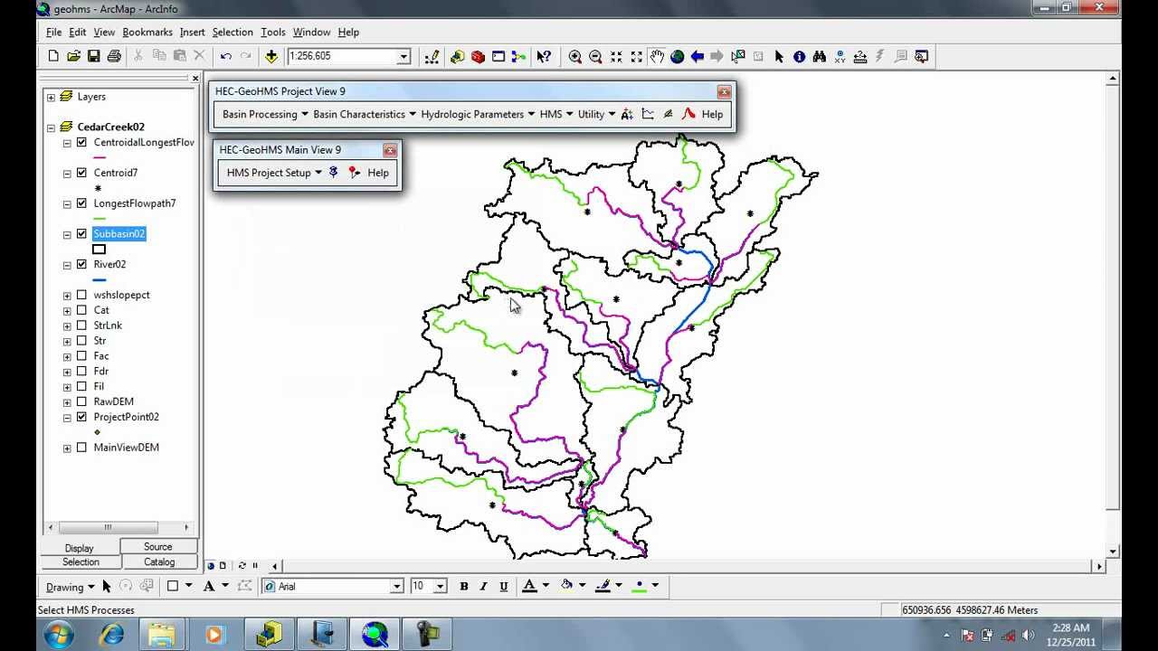 ArcGIS-HEC-GeoHMS-HMS Inputs-Parameters (10 of 24) - YouTube
