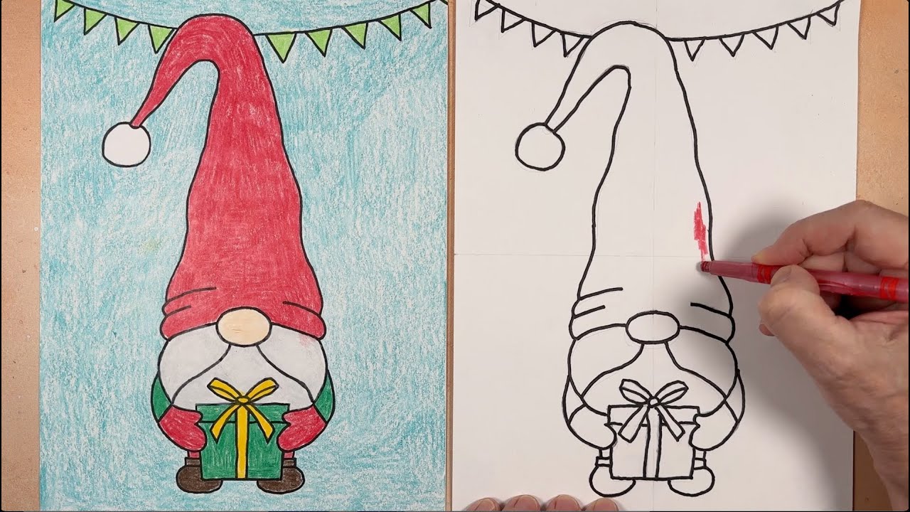 How to Draw a Christmas Gnome - YouTube