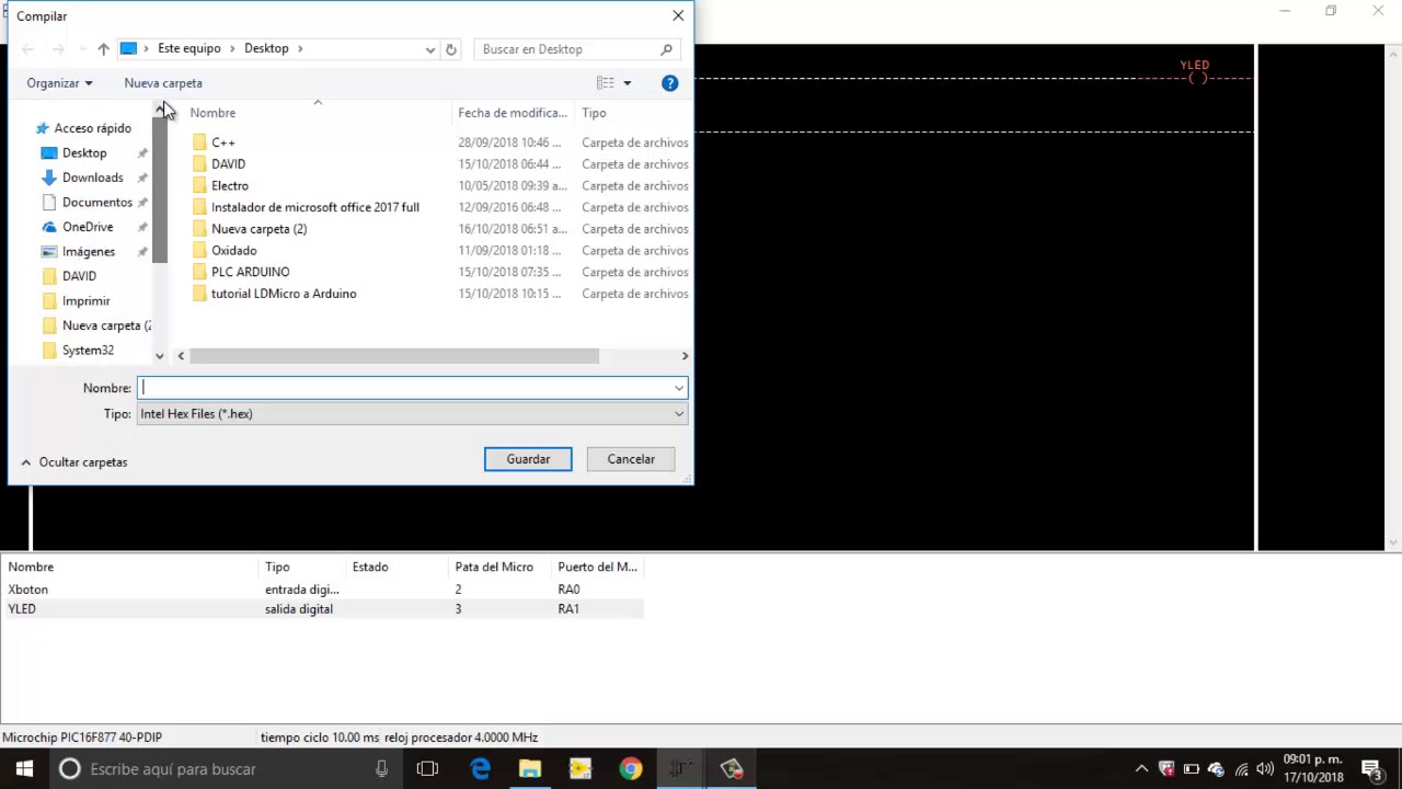 Encendido de un Led con un pulsador LDmicro - YouTube