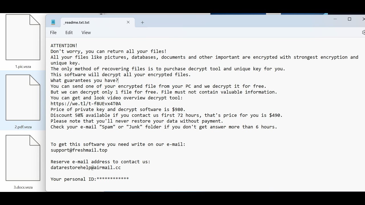 .veza Files Decryption Help| How to Remove VEZA Ransomware and decrypt ...