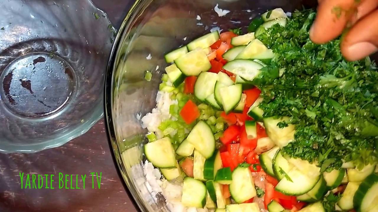 Spicy RAW SALTFISH CHOKA (Cod Fish) SALAD Very Delicious - YouTube