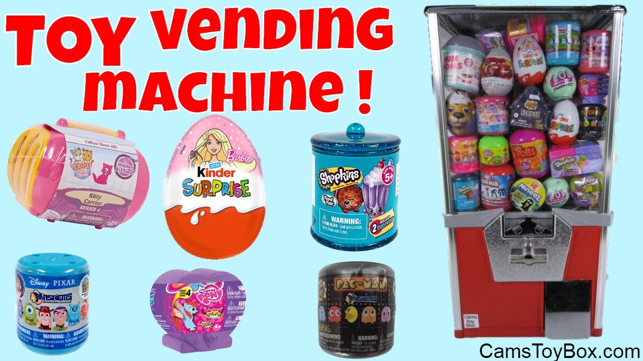 Toy Vending Machine Surprises Pacman Barbie kinder Egg Kitty Carrier ...