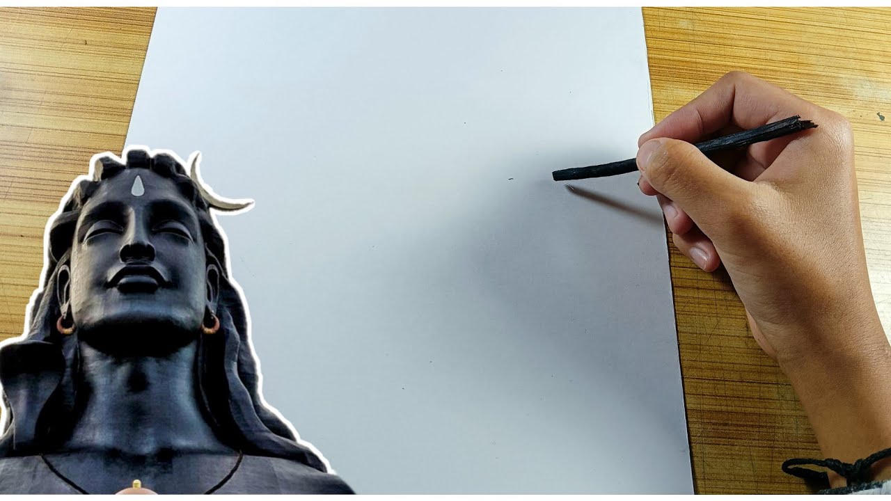 Drawing Shiv Ji with homemade charcoal|Shiv Ji sketch portrait . - YouTube