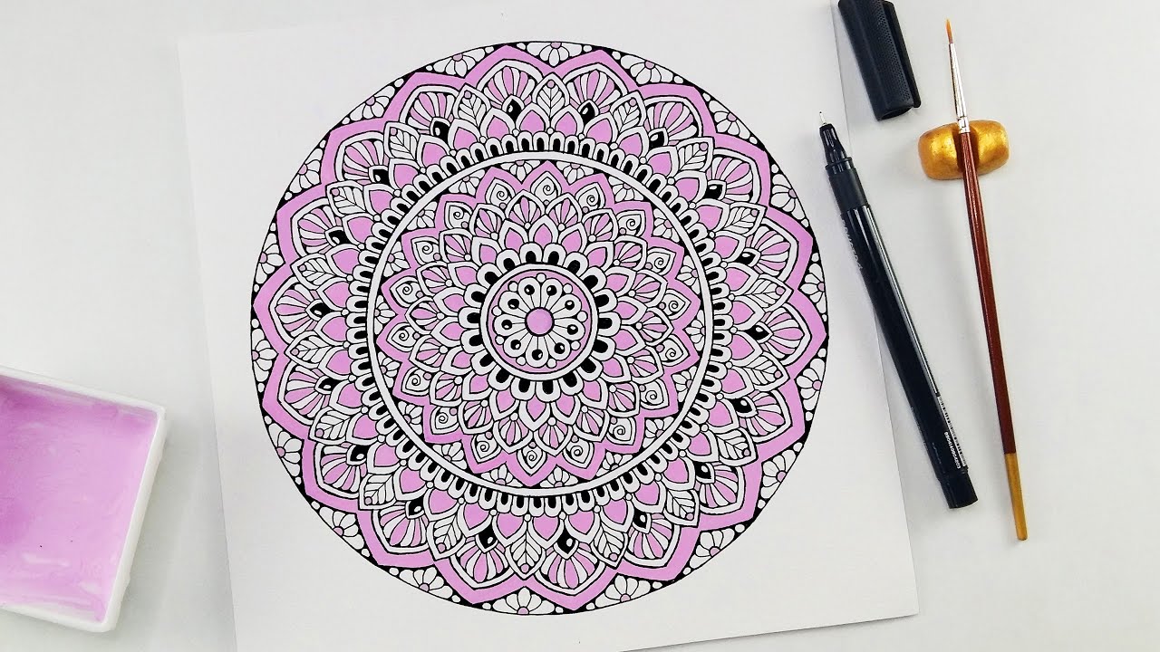 How to draw MANDALA ART for beginners || Easy gouache Mandala patterns ...