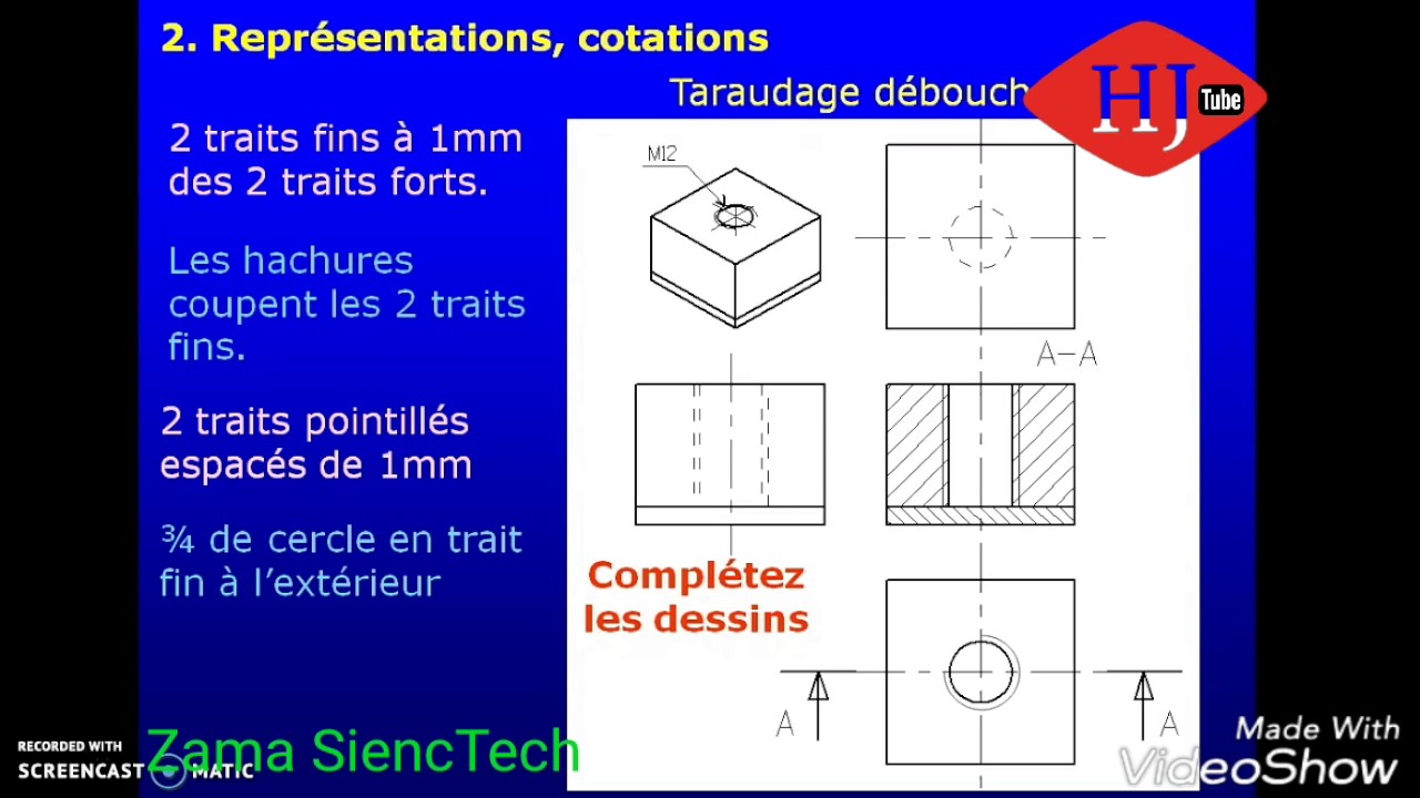 #Représentation #normalisé de taraudage - YouTube