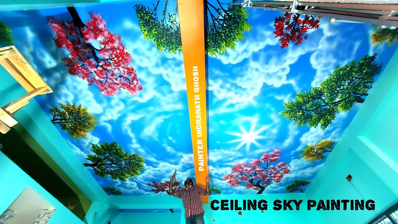 Wall Painting Design Ideas Sky Blue ll Ceiling Decoration iIdeas Diy ...