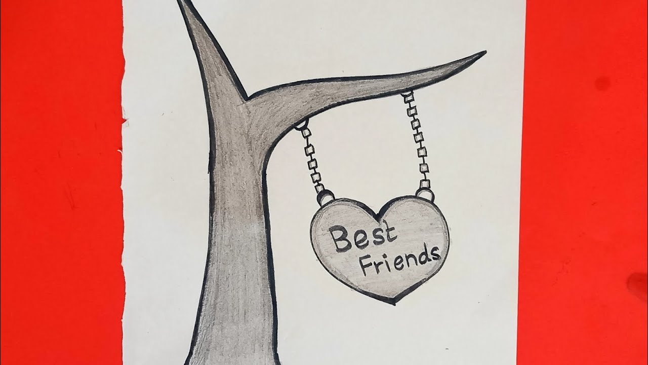 how to draw best friends drawing | circle drawing | pencil drawing ...