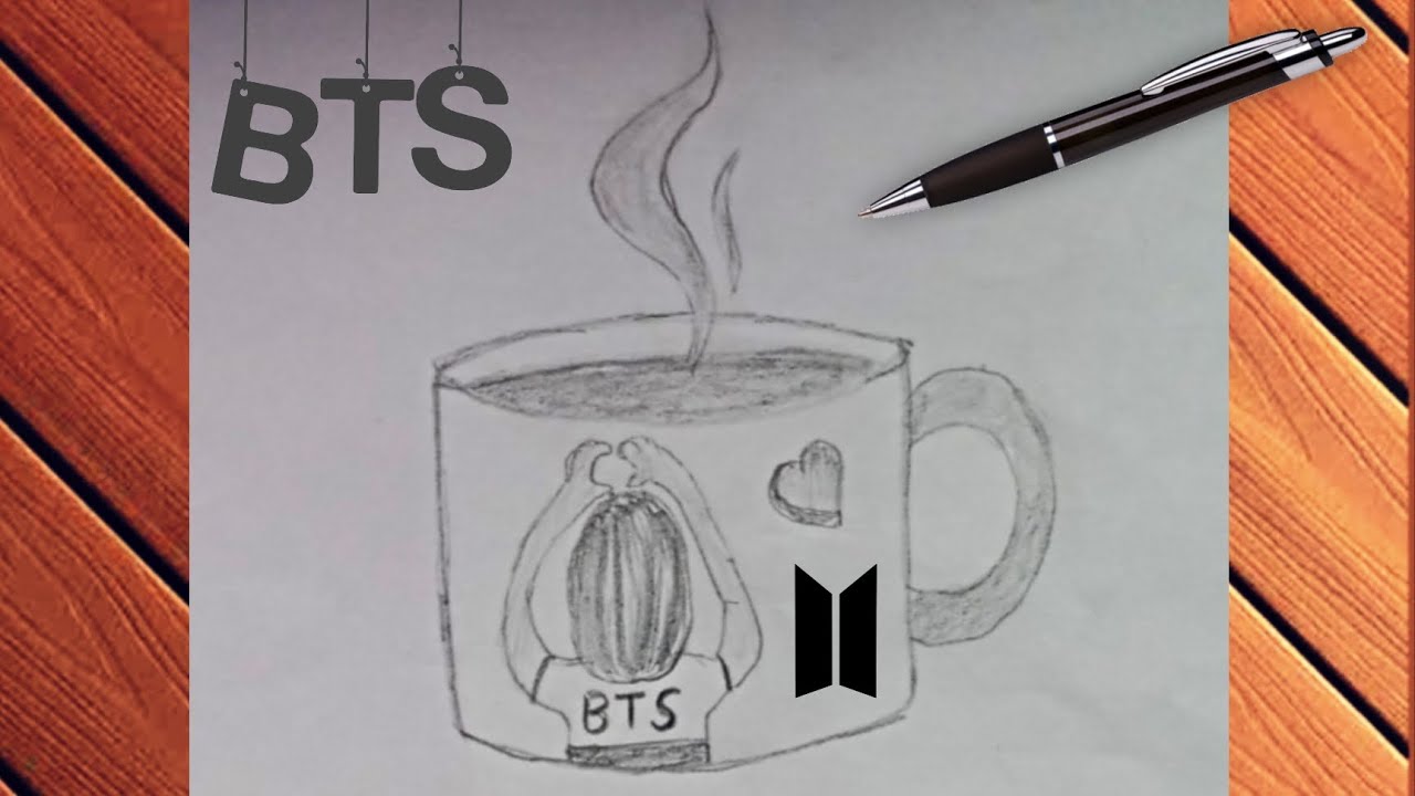 BTS army cup😳 ️ drawing|| bts Drawings||bts drawing easy step by step ...