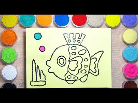 Fish king coloring sand painting for kids | Sand painting - YouTube
