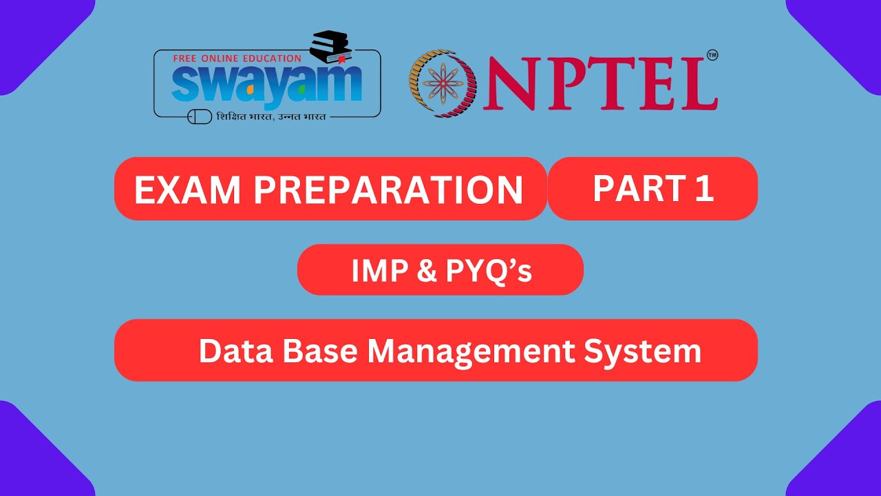 Data Base Management System Part 1 Nptel Exam Series 2024 Nptel Nptel2024 Nptel 2024