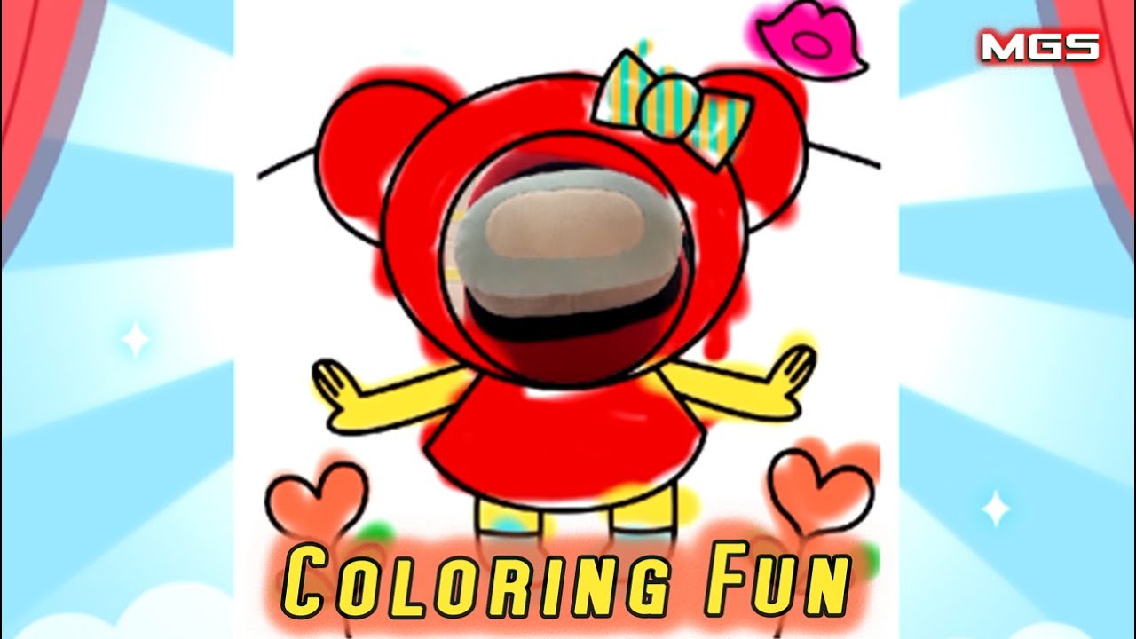 coloring red crewmate in Among Us with Pinkfong Coloring Fun | kids ...