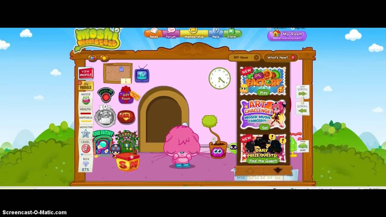 Lets Play Moshi Monsters (Taking Care of Watermelon) - YouTube