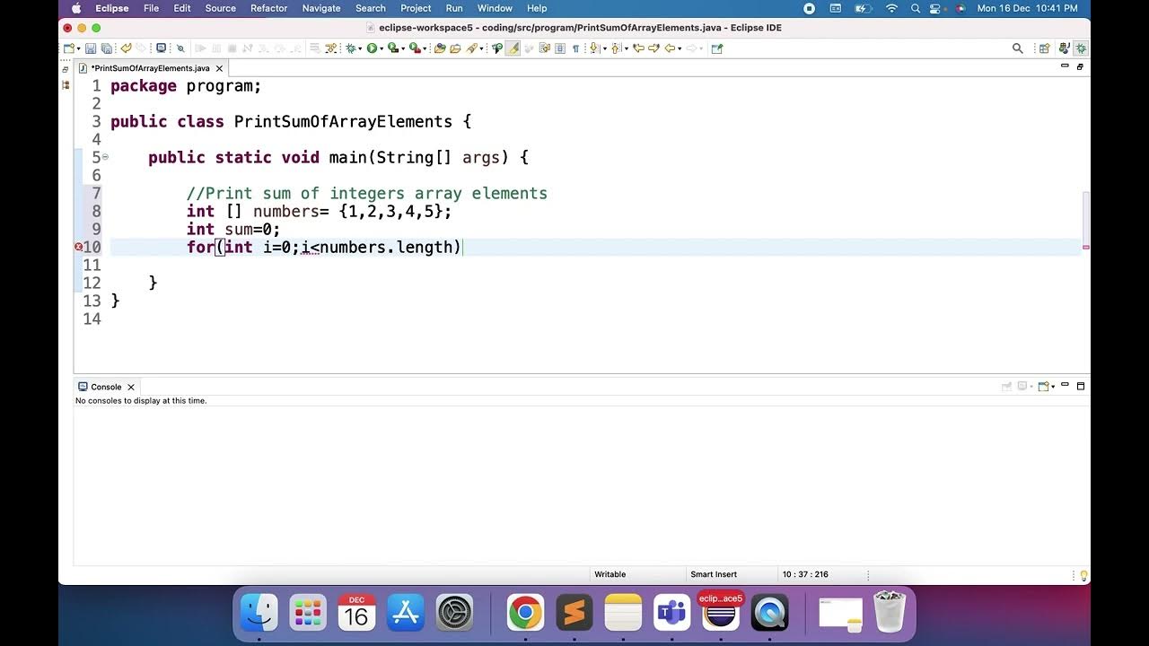 Print sum of integer Array Elements - YouTube