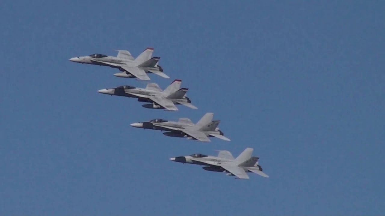 Marine Corps F/A-18C & NSAWC TOP GUN F-16 Flyby - YouTube