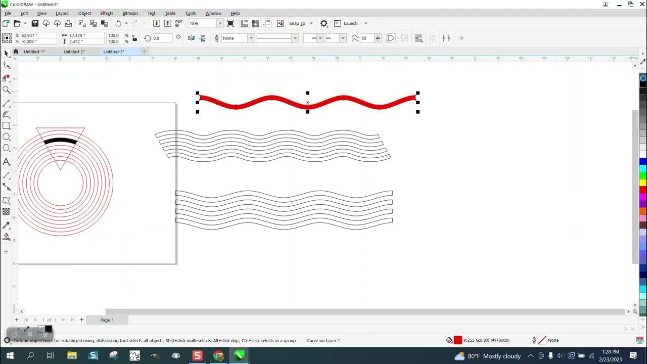 Corel Draw Tips & Tricks Distort Tool and Zipper to make a wavy LINE - YouTube