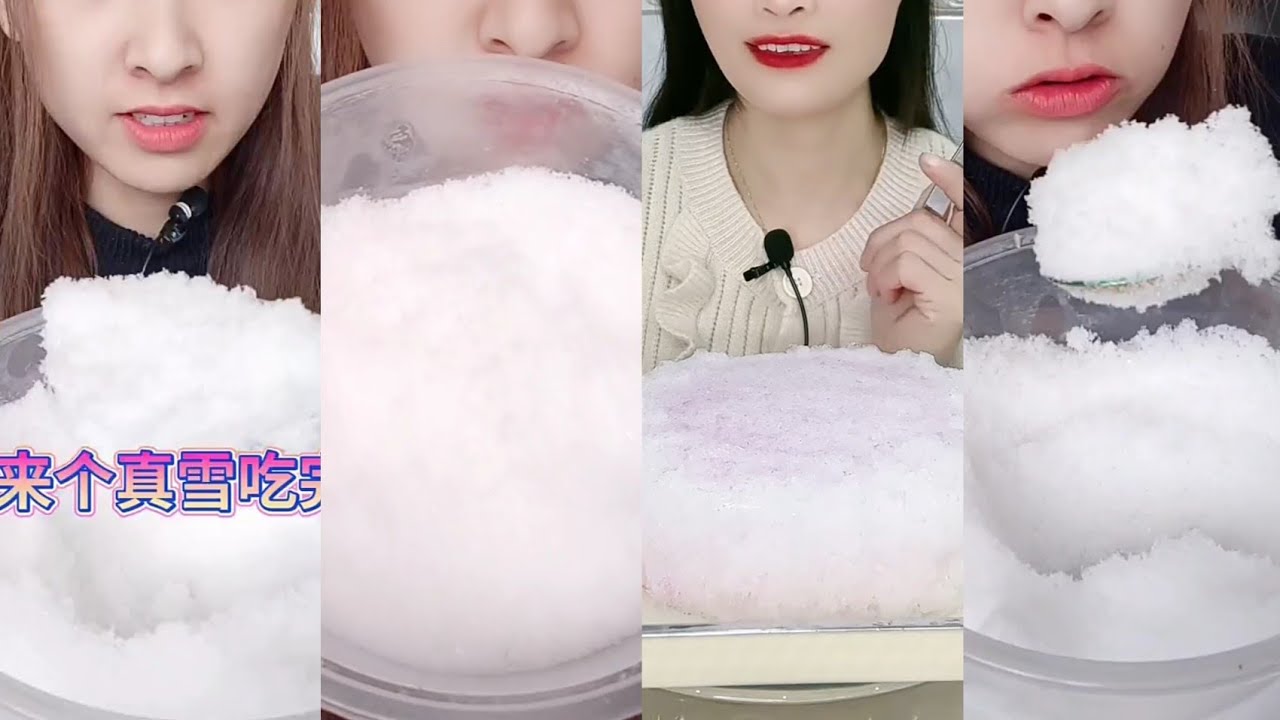 POWDERY ICE SPOONFUL OF SHAVEDICE💠 ASMR ICE SQUEAKY CRUNCHY RELAXING ...