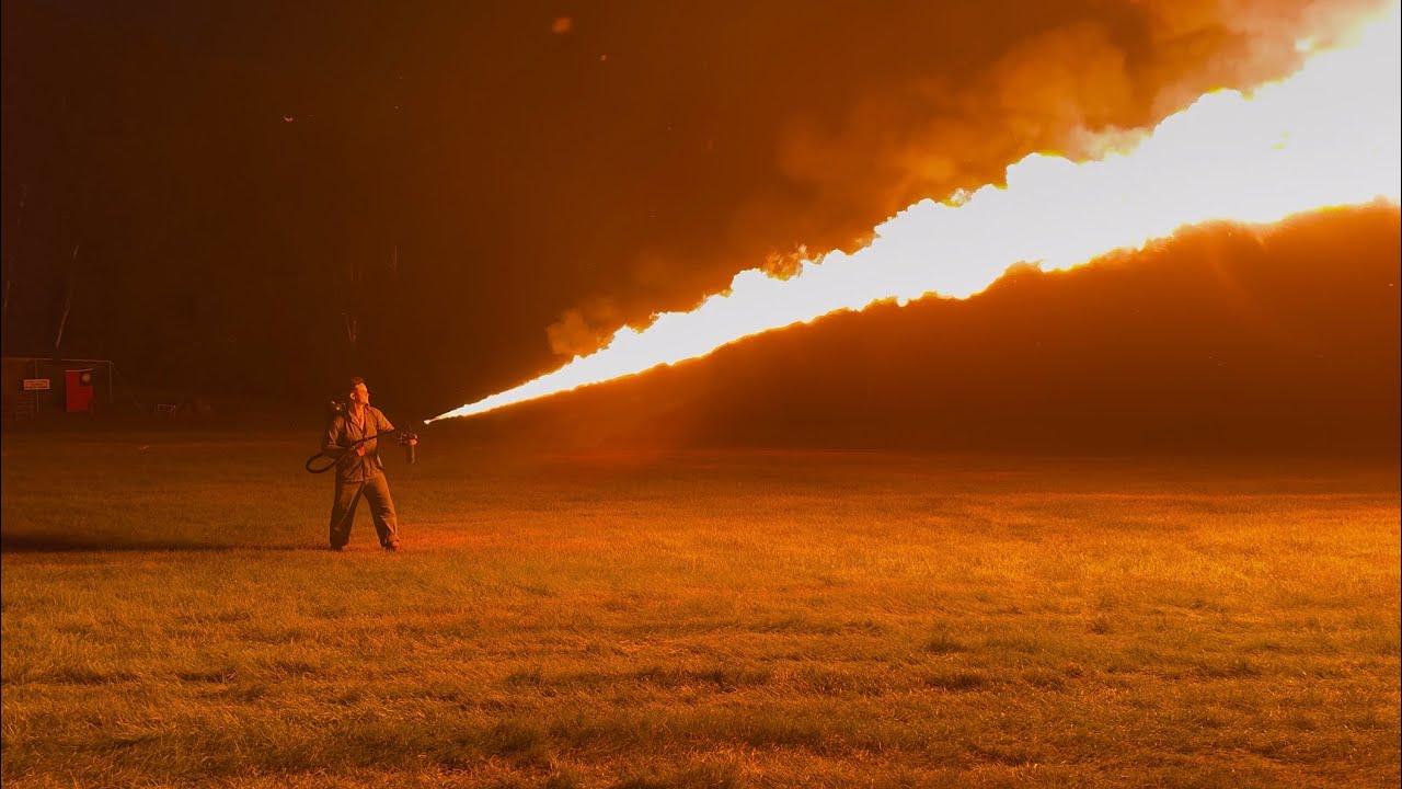Ww2 Flamethrower firing at night - YouTube