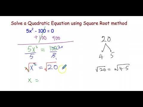 Solve QE Square Root Method - 1 - YouTube