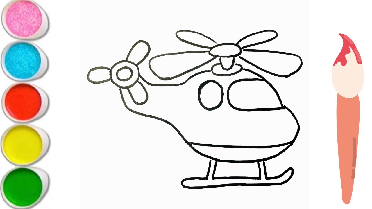 Drawing,painting, Colouring Helicopter for kids & Toddlers | How to ...
