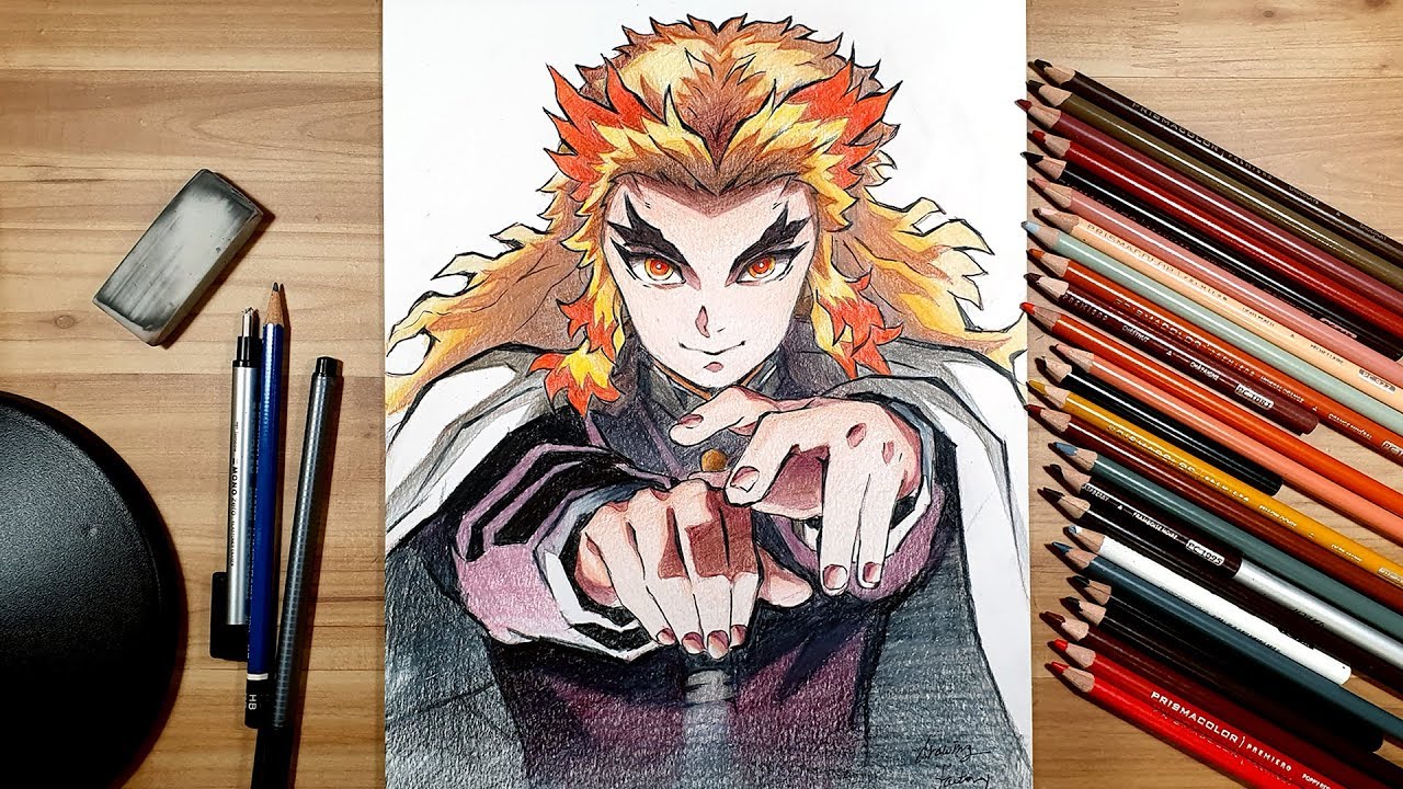 Drawing Kyojuro Rengoku - Demon Slayer Movie Infinity Train |鬼滅の刃 無限列車 ...