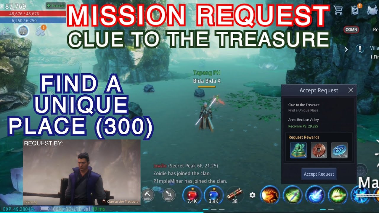 CLUE TO THE TREASURE | FIND A UNIQUE PLACE (300) | MISSION REQUEST | MIR4 TUTORIAL (TAGALOG ...