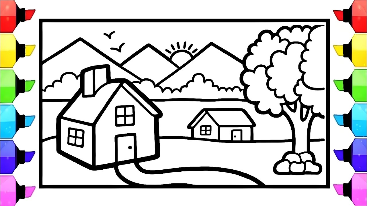 Scenery Drawing, Painting and Coloring Pages for Kids, Toddlers ...