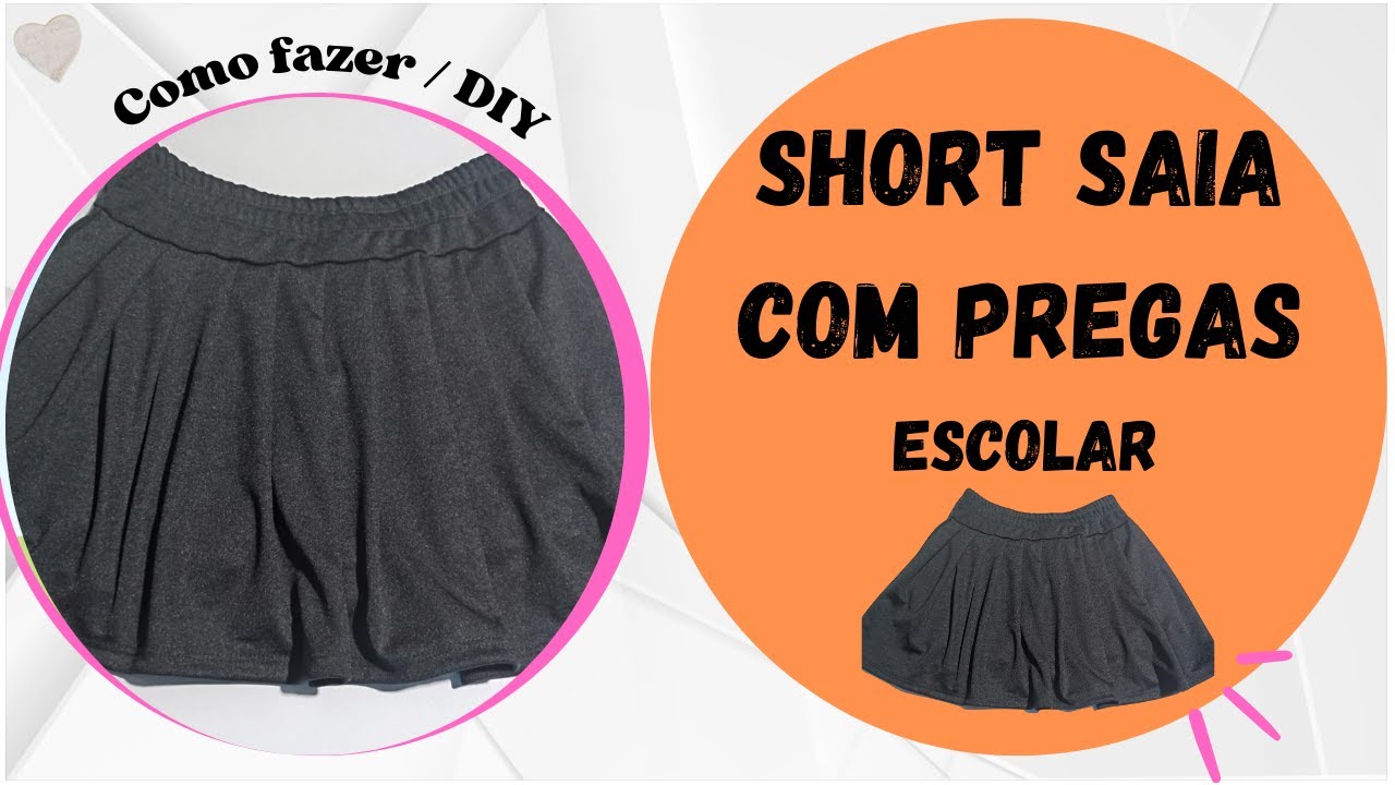 DIY SHORT SAIA COM PREGAS l "Transforme seu Look: Tutorial de Short Saia com Pregas!" # ...