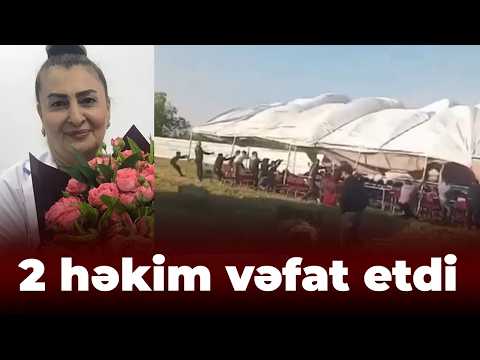 Kürdəmirdə güclü külək toy çadırını uçurtdu