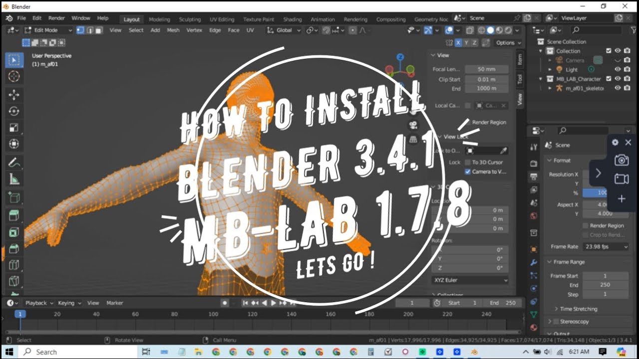 How to install Blender 3.4.1 & MB-Lab 1.7.8 Character Generator - YouTube